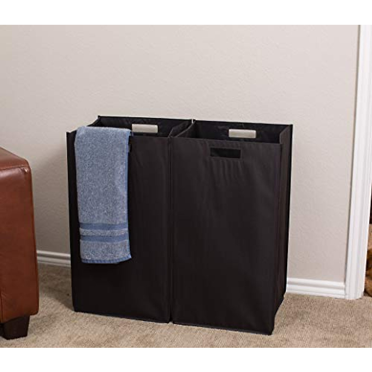 Internet's Best Collapsible Laundry Hamper - Set of 2 - Dirty Clothes Sorter with Handles - Magnetic Side - Easy Storage - Folding - Black