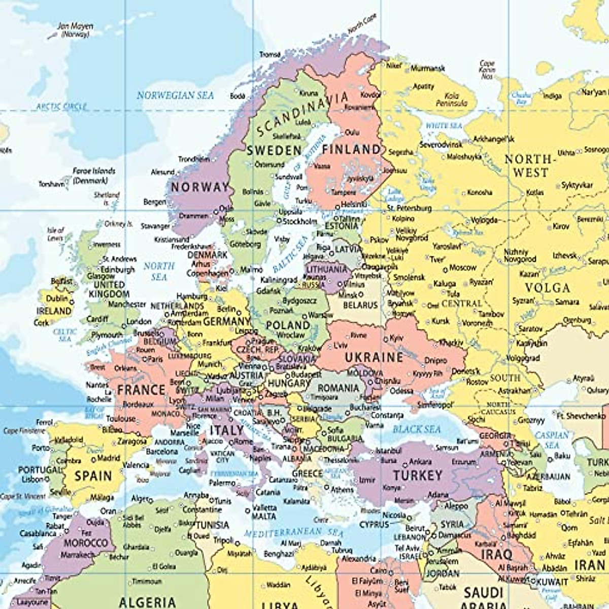 Hambli World Map For Wall – 37” x 26” Large Map of the World Poster - World Map Wall Art For Classroom, Kids & Travel