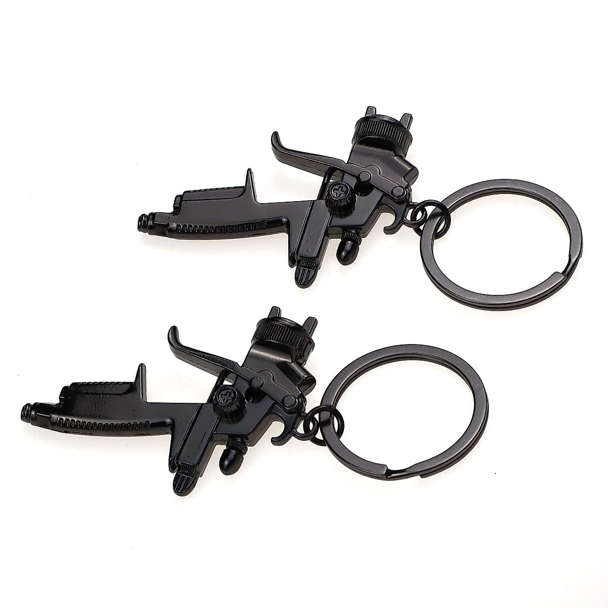 beyondcity 2 PCS SPRAY PAINT Gun Black Metal KEY CHAIN Ring Keychain NEW