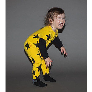 NUNUNU Baby Long Sleeve Playsuit, 100% Cotton, For Infant Boys & Girls, White - Stars, 6-12 Months…