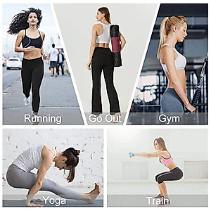 LANBAOSI Bootcut Yoga Pants for Women High Waisted Tummy Control Flare Leggings with Pockets Bootleg Workout Pants Wide Leg Trousers Black