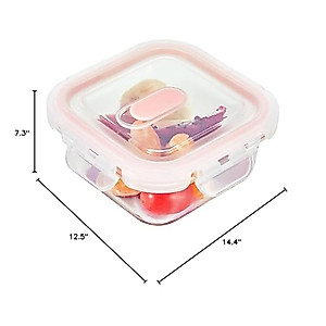 DASAAN 24-Piece Glass Food Storage Containers Set with Airtight lid, Glass Meal Prep Containers, Easy Stack Containers, Durable Glass Container-From Fridge directly to Oven and Dishwasher Safe (Pink)