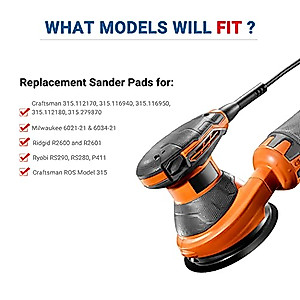KONIGEEHRE Replacement for 5 Inch 8 Hole Hook and Loop Sander Backing Pads Ridgid R2600 and R2601, Craftsman 315.112170, Ryobi RS290, Milwaukee 6021-21 Random Orbit Sanders (3 Pack)