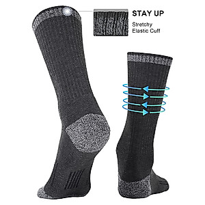 FITRELL 6 Pack Men's Athletic Crew Socks Cushioned Work Boot Socks, Grey, X-Large, Shoe Size 12-15