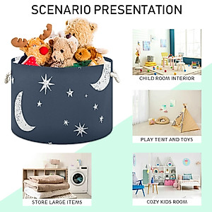 ALAZA Moon Stars and Clouds on The Midnight Sky Storage Basket Gift Baskets Large Collapsible Laundry Hamper with Handle, 20x20x14 in, B06D20005