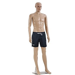 NChanmar Male Mannequin Full Body,Mannequin Body Dress Form 73 Inches Stand Adjustable Model Realistic Head Arm Rotation Metal Base
