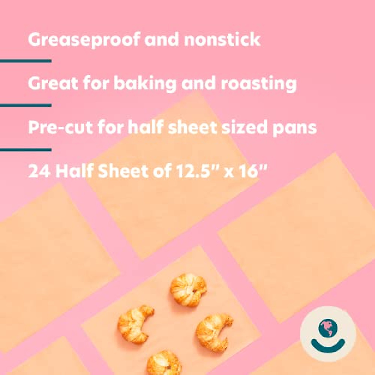 for good: Parchment Paper, 24 Half Sheets – Pre-Cut Brown Natural Baking Paper – Unbleached FSC Certified – Non-Toxic, Chlorine Free, Non-Stick Silicone-Coated Oven-Safe Paper