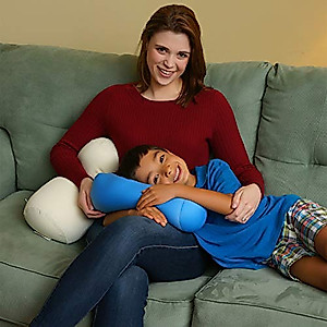 Squishy Deluxe Tube Microbead Bolster Pillow with Stay-Cool Fill & Silky Removable Cover, Flexible, Head, Neck & Back Support for Home & Away, Carrying Case, 13 x 6 inches, Grey