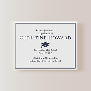 Hello Love Goods Personalized High School Graduation Announcements with Envelopes, Light Gray Classic Grad Announcements, 5.5x4.25