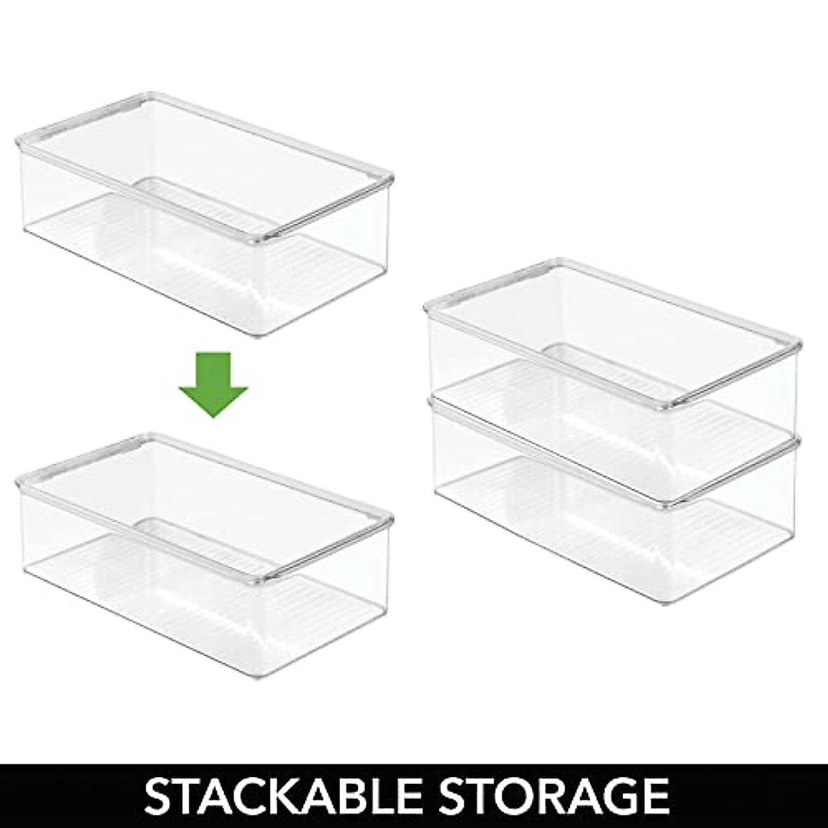 mDesign Plastic Closet Organizer Box Containers with Hinged Lid for Bedroom Shelves/Cabinets, Holds Flats, Sandals, Sneakers, Dress Shoes, Heels, Booties, and Wedges, Lumiere Collection, 8 Pack, Clear