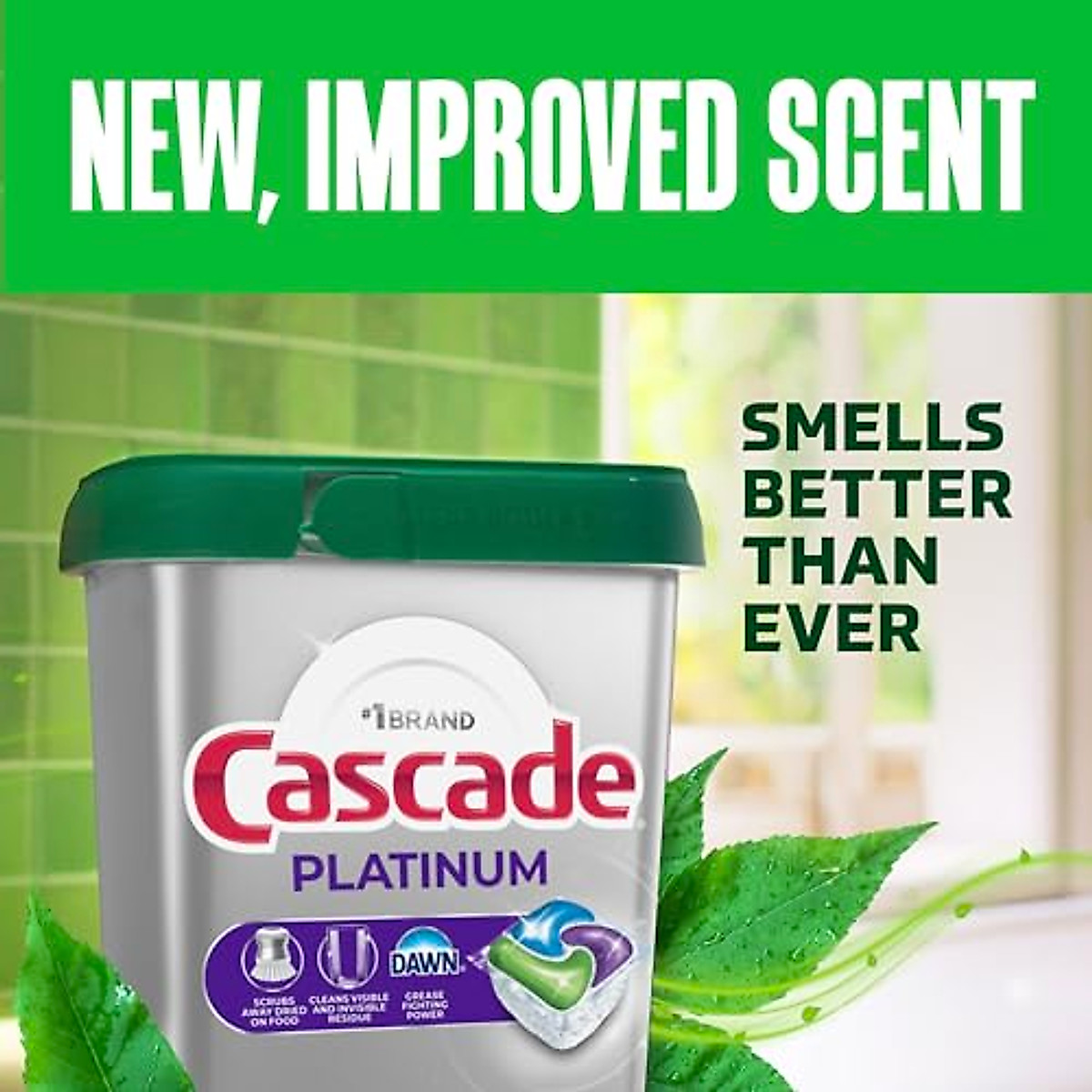 Cascade Platinum Dishwasher Pods, Dishwasher Detergent, Dish Detergent Soap, Fresh, 59 Count
