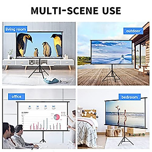 Projector Screen with Stand,Towond 100 inch Indoor Outdoor Projection Screen, Portable 16:9 4K HD Movie Screen with Carry Bag Wrinkle-Free Design for Home Theater Backyard Cinema