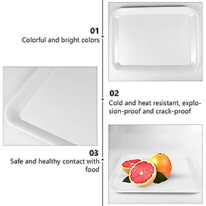 FRCOLOR Melamine Serving Tray Rectangular Platter Shatter- Proof Fruit Cake Bread Plate Appetizer Platter for Breakfast Buffets Party Supplies (White)