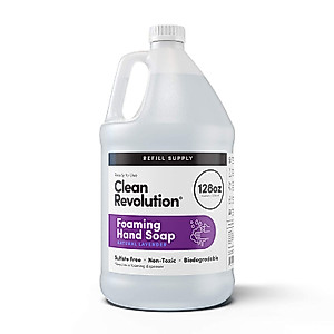 Clean Revolution Foaming Hand Soap Refill Supply Container. Ready to Use Formula. Natural Lavender Fragrance, 128 Fl. Oz