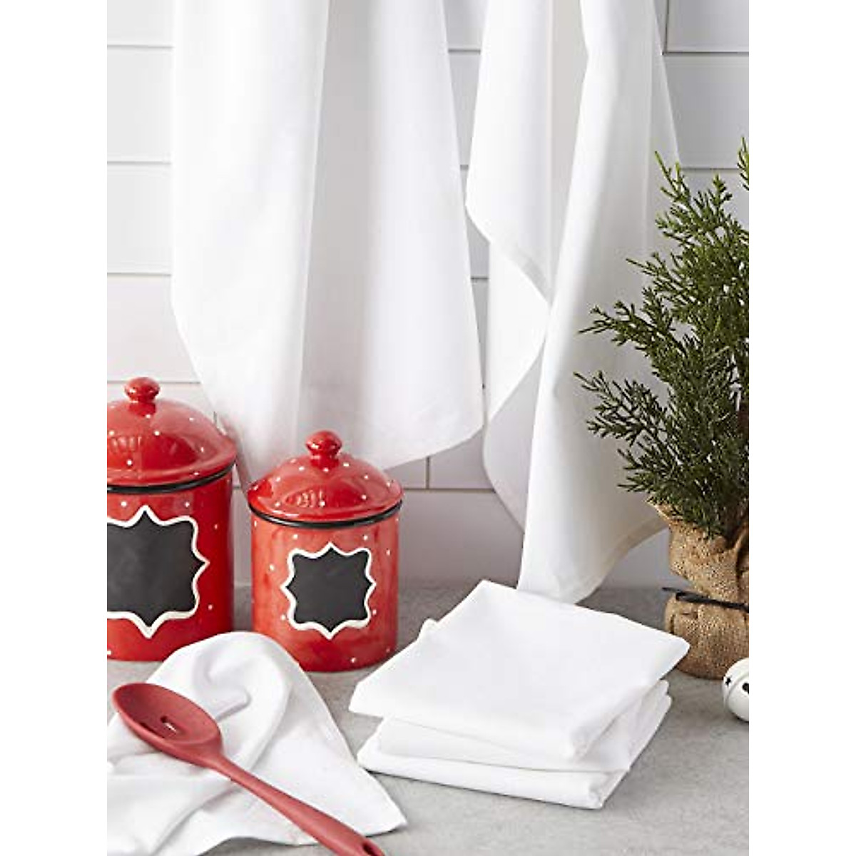 DII Basic Solid Dishtowel Collection Cotton Flat Woven, Small Set, 18x28, White, 6 Piece