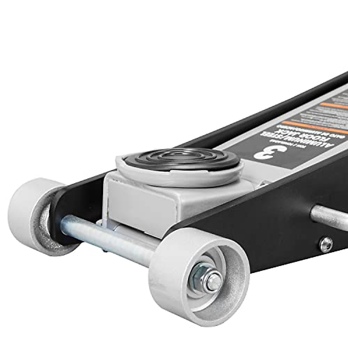 WOLF Hydraulic Low Profile Aluminum and Steel Racing Floor Jack with Dual Piston Quick Lift Pump, 3 Ton (6,000 lb) Capacity, Black, WFT830011LB