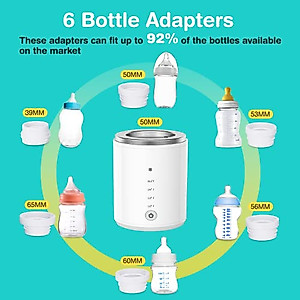 Easy@Home Portable Baby Warmer Bottle Milk: Warmer for Newborn Breastmilk and Formula with 6 Adapters 3 Minutes Fast Heating - Travel Bottle Warmer Fits in Any Storage Bag EMW001