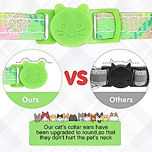 Breakaway Cat Collar with Bow Tie and Bell, Cute Flower & Bandana, 3 Pack Safety Buckle Kitten Collars, Adjustable Pet Collar for Girl Boy Cats Puppy (Green)