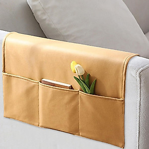 ichuanyi 2023 New Couch Arm Covers,Pet Armchair Slipcover for Couch with 3 Pockets for TV Remote Control，Non-Slip Sofa Arm Covers Washable Sofa Armrests Covers for Living Room (Yellow)