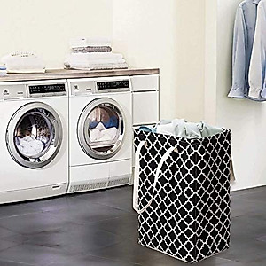 ELONG HOME Laundry Basket 2 Pack, Freestanding Laundry Hamper With Support Rods, Anti-dust Hampers for Laundry with Easy Carry Handles, Black