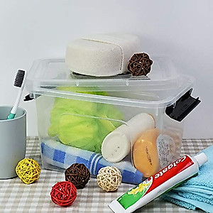 Sosody 6 Quart Plastic Storage Bins with Handles, Small Clear Lidded Storage Bins, 6 Packs