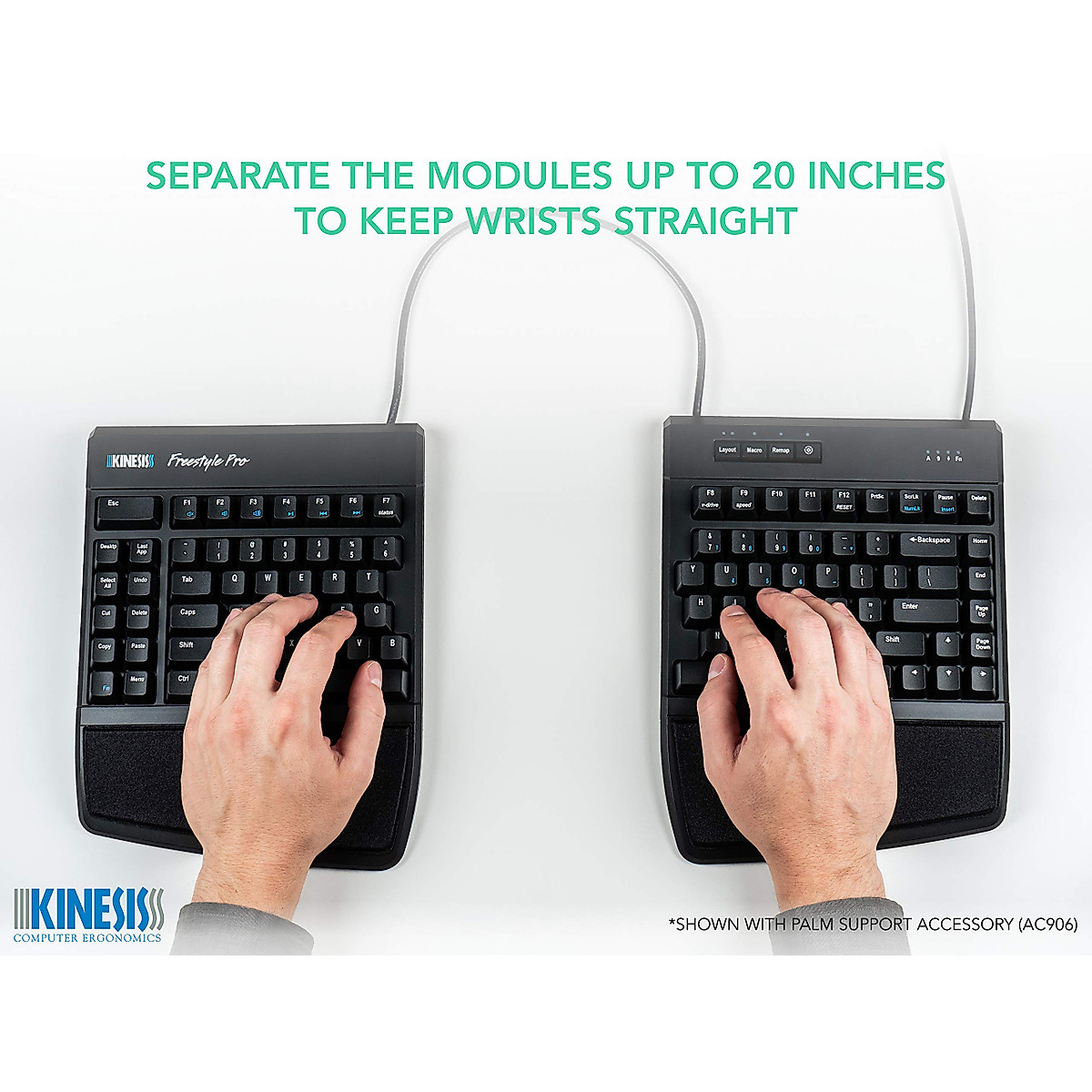 KINESIS USB-A Freestyle Pro Quiet Ergonomic Split Mechanical Keyboard (Cherry MX Silent Red Switches)