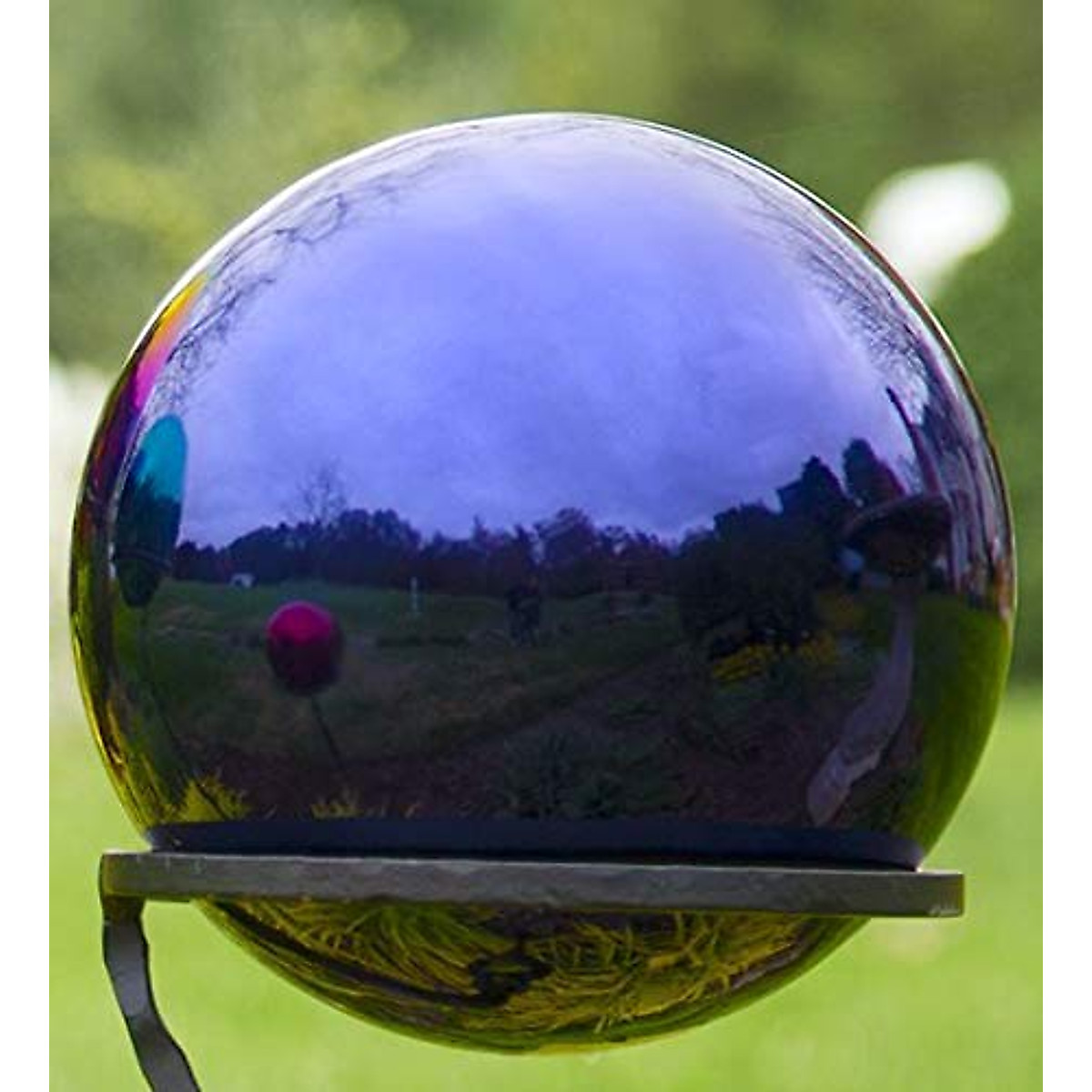 Plow & Hearth 52610-BL Stainless Steel Gazing Ball, IIndigo Blue