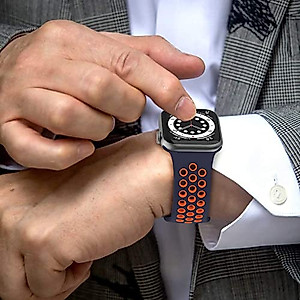 NOY Sport Bands Compatible with Apple Watch Bands 42mm 44mm 45mm 49mm, Breathable Soft Silicone Sport Women Men Replacement Strap Compatible for iWatch Series 8/7/6/5/4/3/2/1/SE/Ultra, Blue Orange