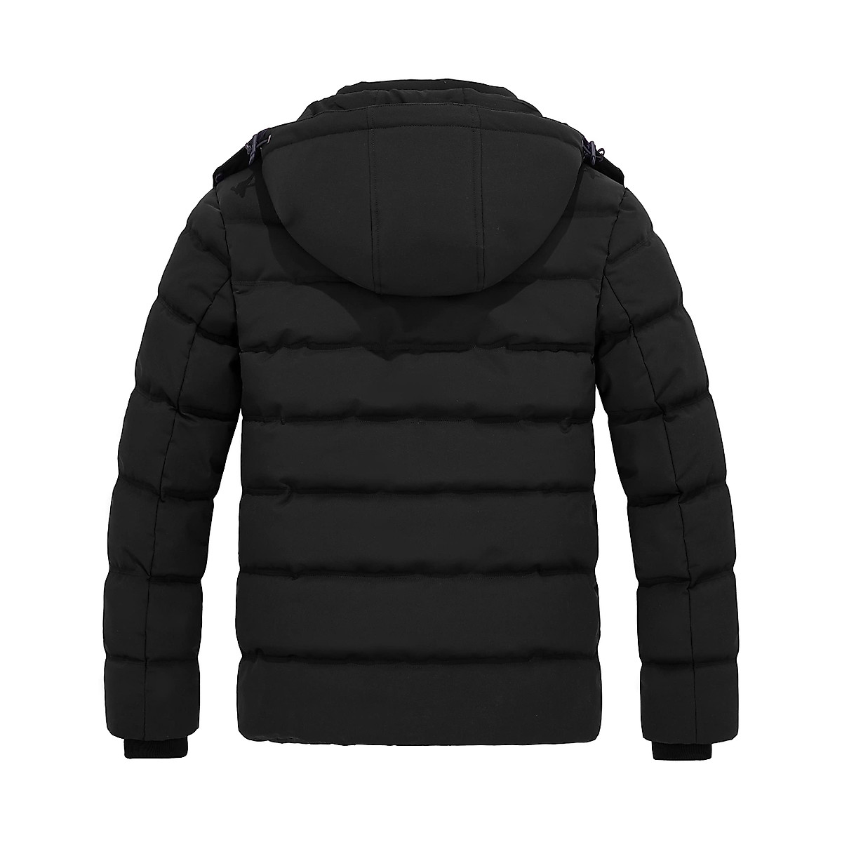 wantdo Men's Winter Thicken Puffy Coat Puffer Jacket with Removable Hood (Black, X-Large)