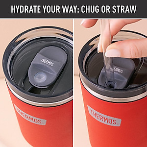 THERMOS Stainless Steel Cup Holder Mug - 40 Ounce, Crimson - Insulated Tumbler with Lid and Straw, Plus Leak-Resistant Slide Lock