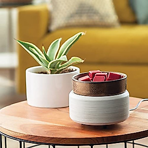 CANDLE WARMERS ETC 2-in-1 Candle and Fragrance Warmer for Warming Scented Candles or Wax Melts and Tarts with to Freshen Room, Whitewashed Bronze Metallic