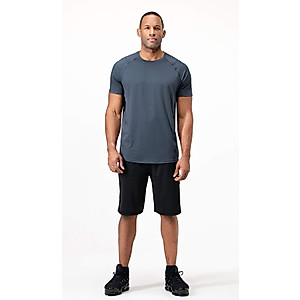 DEVOPS Men's 3-Pack Quick Dry Short Sleeve T-Shirt Sun Protection Running Athletic Workout Active Shirts (Medium, Charcoal/Navy/Steel)