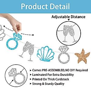 4Pcs Last Toast on The Coast Bachelorette Decorations Garland, NO-DIY Beach Bachelorette Party Decorations, Glitter Last Toast on The Coast Banner, Coastal Bach Party Supplies for Bride to Be Party