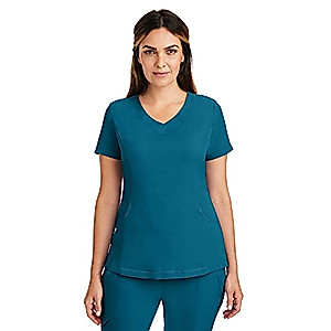 Healing Hands 4 Pocket Women Scrub Top V-Neck HH360 2264 Sloan Scrubs for Women Stretch Fabric Caribbean L