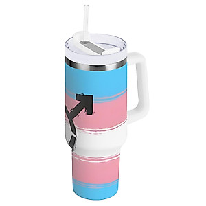 Transgender Transsexual Pride Steel Insulated Tumbler with Lid and Straw for Water, Insulated Tumbler Cup 40 OZ / 1.18 L
