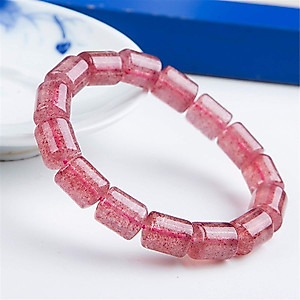 DUOVEKT Natural Strawberry Quartz Bracelet for Women Men Anniversary Party Love Gift Red 13x10mm Beads Red Crystal Gemstone Fashion Bracelet AAAA
