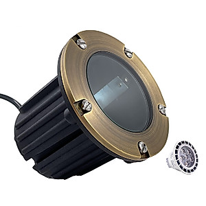 LED Spot Lights Outdoor Landscape Lighting Well Lights 173 - Solid Brass In Ground Light with 7W LED Bulb Security Landscape Lights for Bright Long Lasting Home Garden Patio Pool Area Deck Lighting