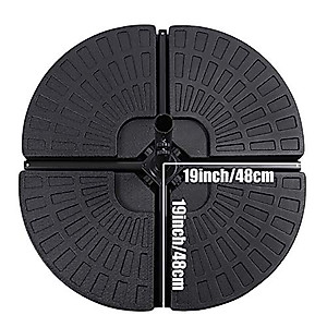 Sunnyglade 18.9" 4Pcs 13L Fan Shaped Water or Sand Filled Umbrella Base/Fan Style Self-Filled Cantilever Offset Umbrella Base Stand Suitable for All Kinds of Cross Tiles (Black)