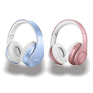 TUINYO Bluetooth Headphones, Wireless Headphones Over Ear with Microphone, Foldable & Lightweight Stereo Wireless Headset for Travel Work TV PC Cellphone