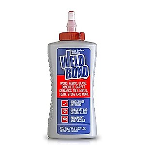 Weldbond Multi-Surface Glue, Bonds Most Anything! Non-Toxic Glue, Use as Wood Glue or on Glass Crafts Ceramic Tile Mosaic Stone Fabric Carpet Metal & More. Dries Crystal Clear 14.2 oz / 420ml