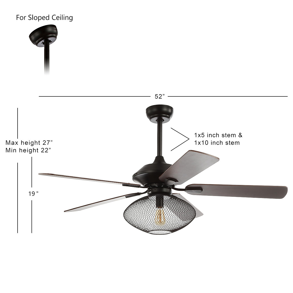 JONATHAN Y JYL9605A Clift 52" 1-Light Mid-Century LED Ceiling Fan with Remote, Transitional, Glam, Classic, Modern, Contemporary, Living Room, Family Room, Dining Room, Bedroom, Oil Rubbed Bronze