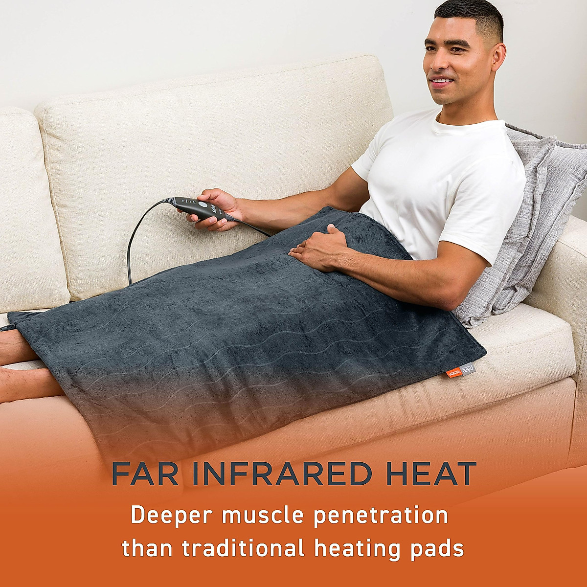 Pure Enrichment PureRelief Pro Far Infrared Oversized Body Wrap - 35” x 27” Full-Body Infrared Heating Pad for Back Pain, Shoulder Aches, Neck Strains, & Soreness in Knees, Abdomen, Chest, & Legs