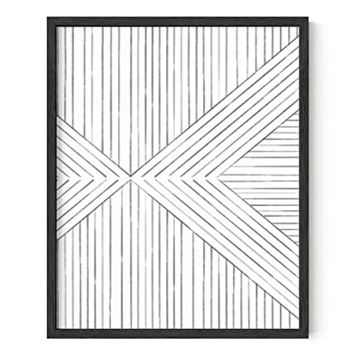 HAUS AND HUES Neutral Wall Art Geometric Wall Art Prints Scandinavian Modern Line Art Wall Decor Mid Century Modern Art Print Abstract for Living Room Modern Lines on Lines (Unframed 16x20)