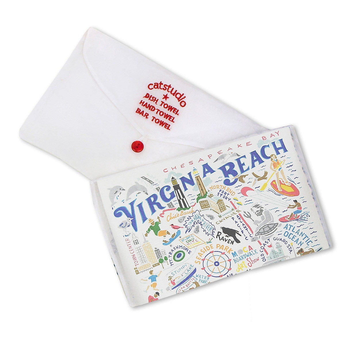 Catstudio Virginia Beach Dish & Hand Towel | Great for Kitchen, Bar, & Bathroom