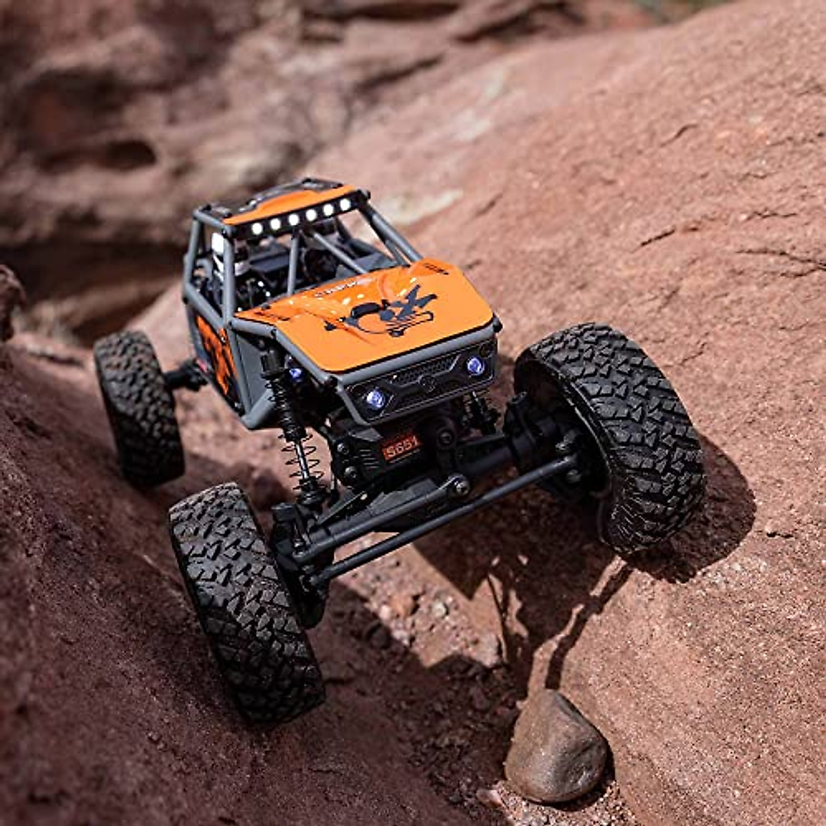 Axial RC Crawler 1/18 UTB18 Capra 4 Wheel Drive Unlimited Trail Buggy RTR (Battery and Charger Included) Grey, AXI01002T2,Grey/Orange