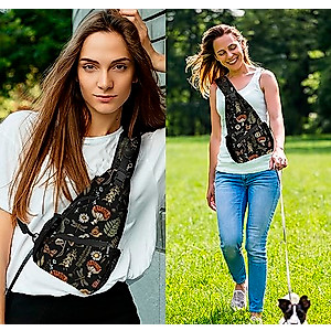 Yrebyou Mushroom Sling Bag Travel Sling Backpack Women Casual Shoulder Daypack Lightweight for Sports Running Cycling Fitness