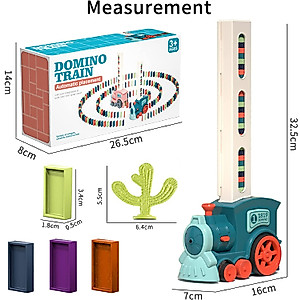 B-Qtech Domino Train Toy Set for Kids - 80pcs, Domino Blocks Set Building and Stacking Toy Creative Kids Games Gift Dominoes for Boys Girls Ages 3-8