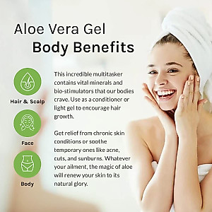 THEODORE MAGNUS Organic Cold Pressed Aloe Vera Gel - Great for Skin and Hair - Sun Burn Relief, Moisturizing, Dry Skin, Acne, Razor Bumps, and more - Grown and Bottled in US - 12 Fl Oz