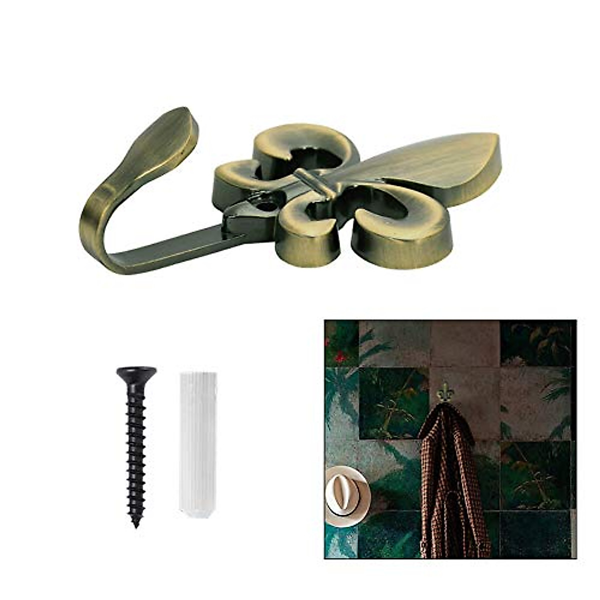 GoYonder Decorative Wall Hanging Coat Hooks Zinc Alloy Curtain Tieback Holders Screws Set of 4 Flower Shape (Bronze)