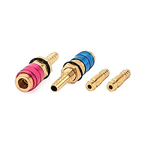 Luckyweld Tig Torch Quick Connect Fittings Set, 2Pcs Water Cooled Gas Adapter Fitting Red and Blue Tig Quick Connect Adapter for MIG TIG Welder